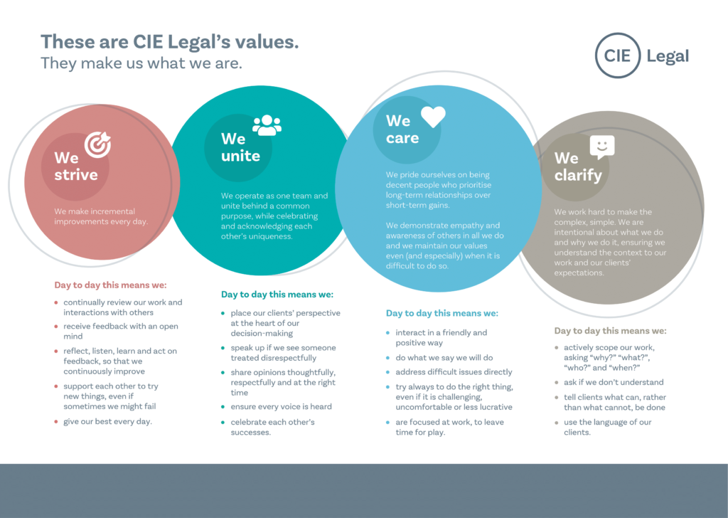 Our values - CIE Legal